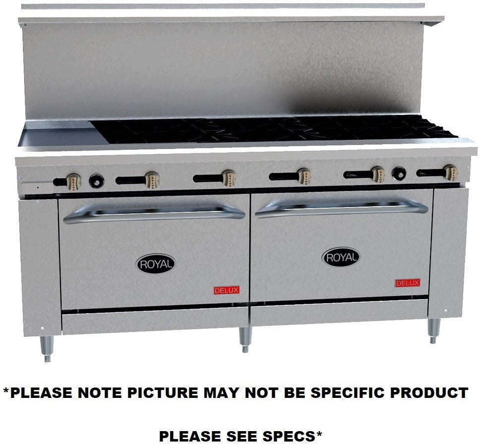 Royal - Delux 72″ Stainless Steel Gas Range with 10 Open Burners - RDR ...
